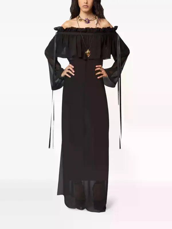 Nina Ricci Ruffled-bow Silk Maxi Dress