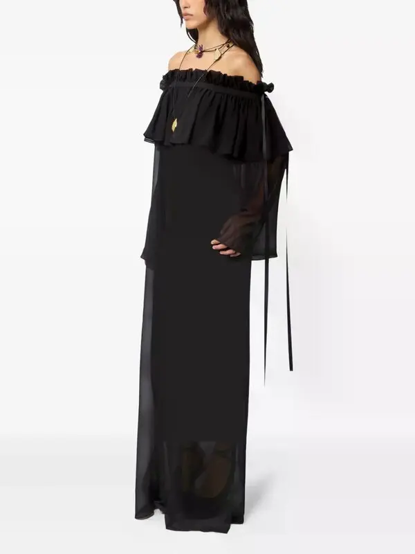 Nina Ricci Ruffled-bow Silk Maxi Dress