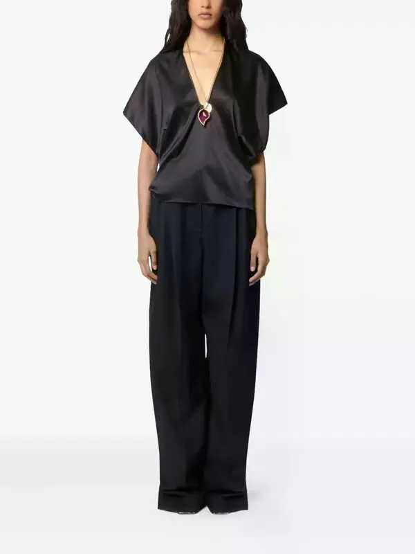 Nina Ricci V-neck Satin-silk Top