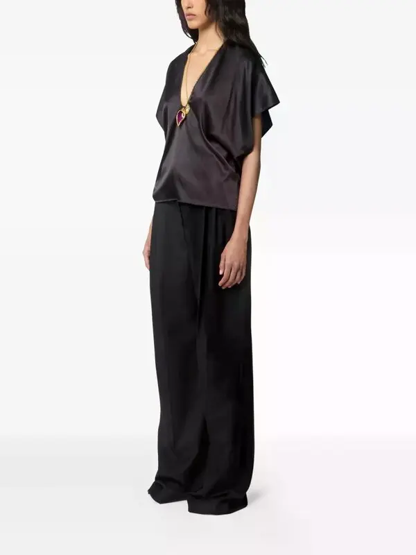 Nina Ricci V-neck Satin-silk Top