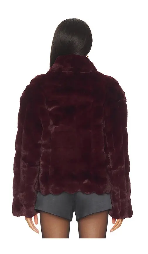 Bardot Sylvie Zip Faux Fur Jacket - Burgundy