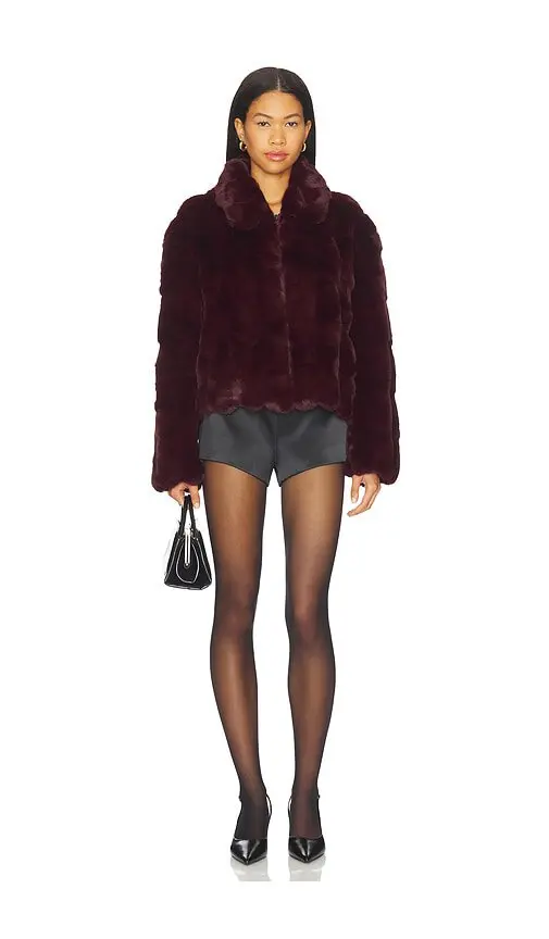 Bardot Sylvie Zip Faux Fur Jacket - Burgundy