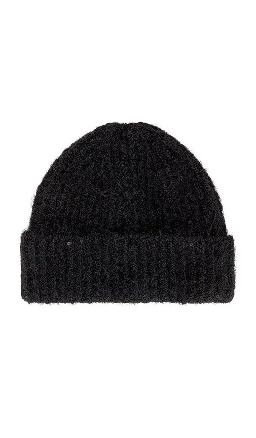 Jocelyn Rib Knit Cuffed Beanie - Black