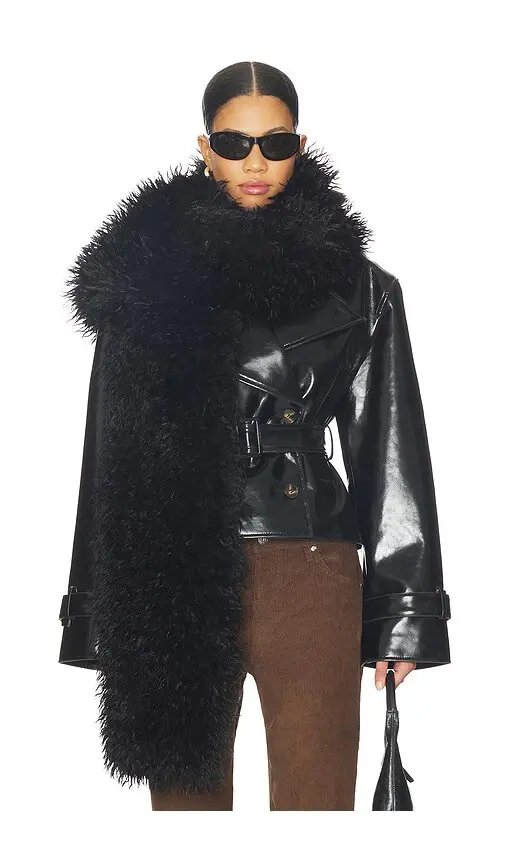 LAMARQUE Haris Faux Fur Scarf - Black