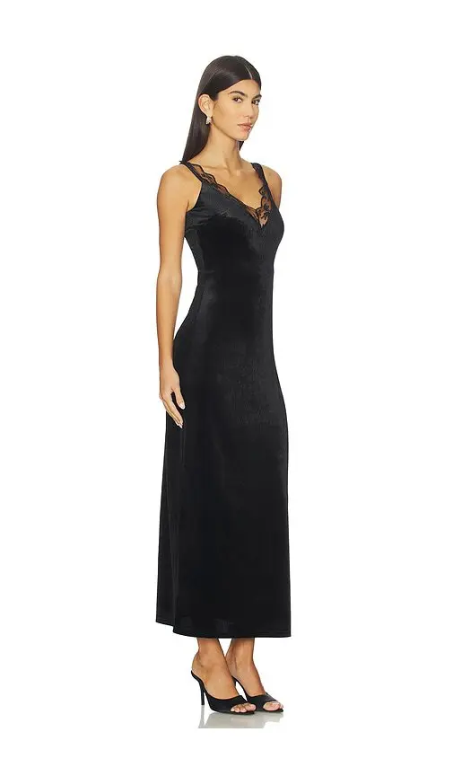 4TH & RECKLESS Velvet Maxi Dress With Lace Trim