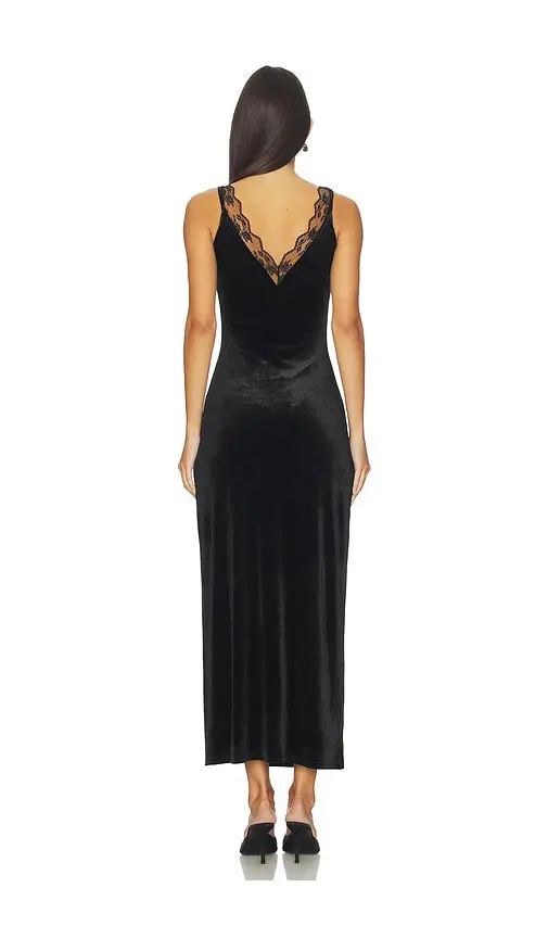 4TH & RECKLESS Velvet Maxi Dress With Lace Trim