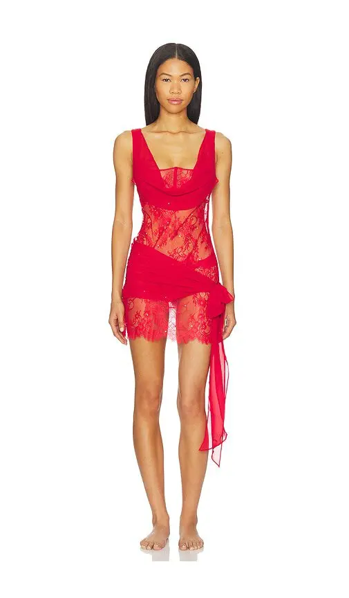 For Love & Lemons Sonja Slip Dress - Red