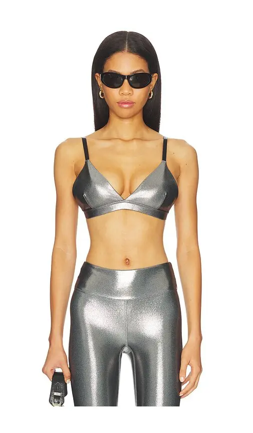 Heroine Sport Luna Sports Bra In Metallic Silver
