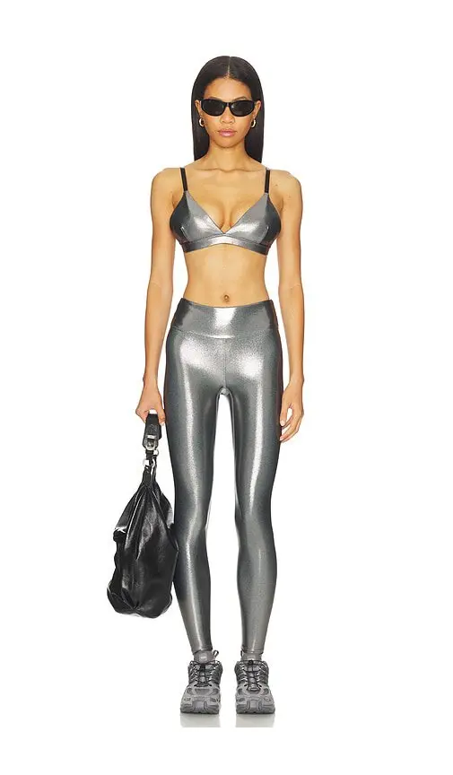 Heroine Sport Luna Sports Bra In Metallic Silver