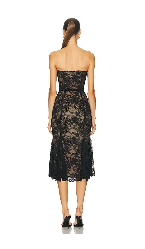 black lace bustier midi dress Lace Corset Midi Dress Black