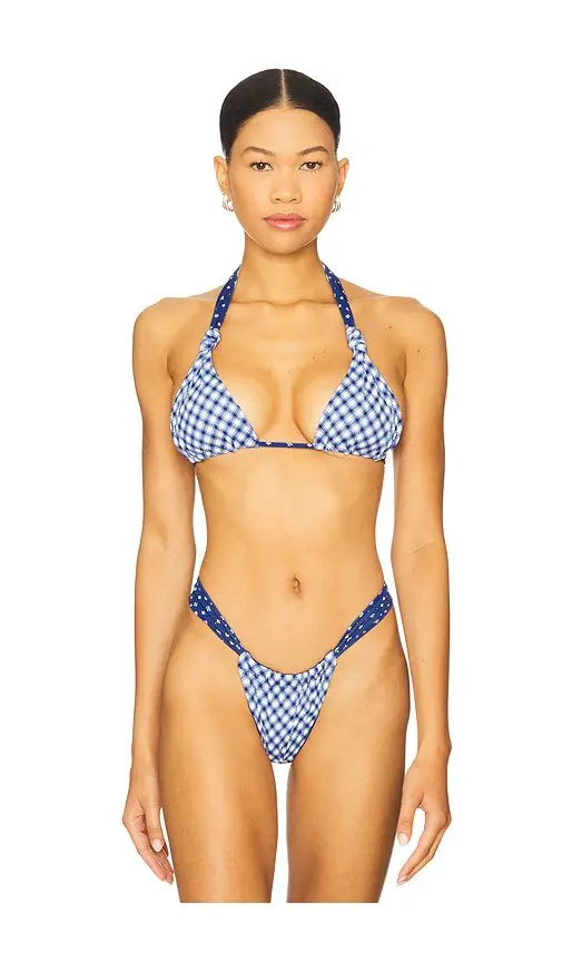 Frankies Bikinis Kealy Bikini Top - Starry Gingham Print