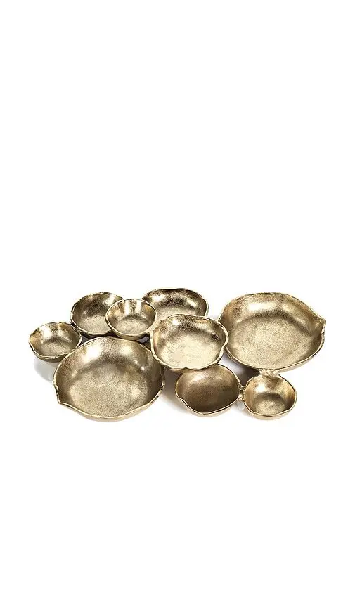 THE FAVORITES Cluster Of Nine Round Serving Bowls In Metallic Gold - Dark Gold