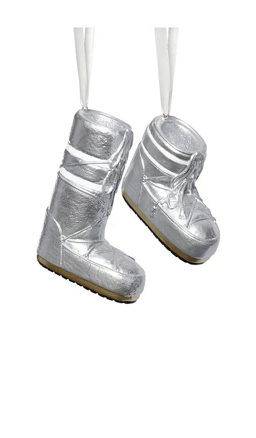 The Favorites Metallic Apres Ski Boot Ornaments Set Of 2 - Silver