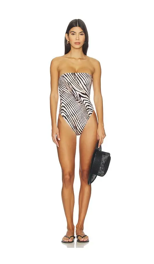 VITAMIN A Classic Bandeau One Piece Swimsuit - Shell Stripe