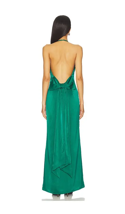 MORE TO COME Piper Bow Back Gown - Emerald Green | Editorialist