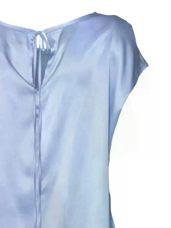 SOLOTRE Tie-detail Crew-neck Top - Blue