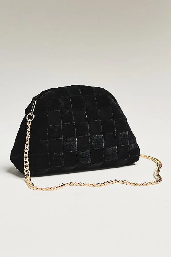 Anthropologie Velvet Woven Clutch - Black
