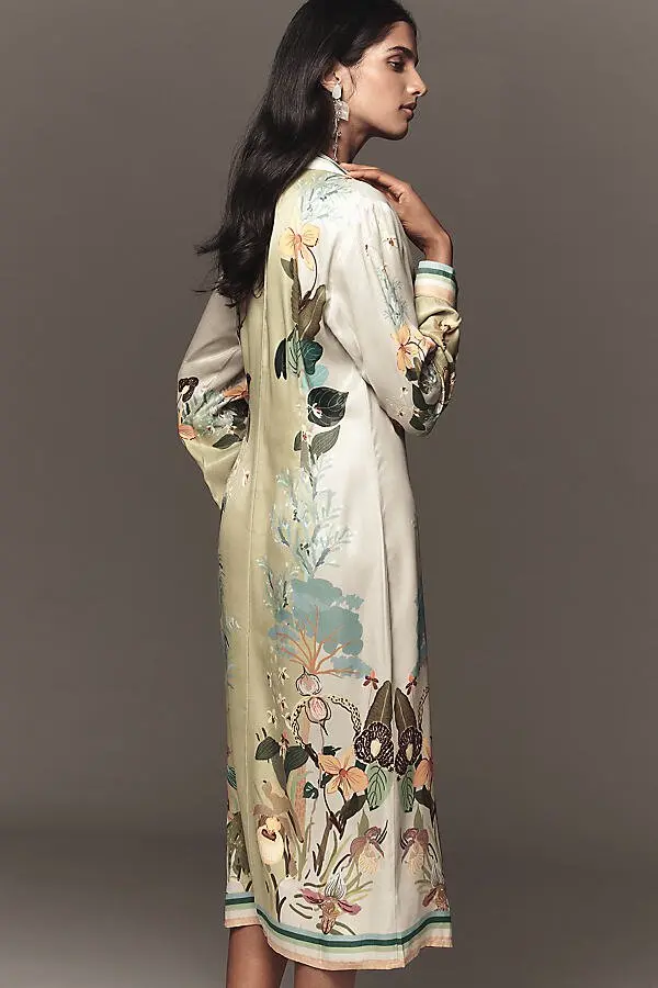 chinese dress ladies Vanessa Floral- Midi Shirt Dress with Belt (New! 3 colors)  DivAbby