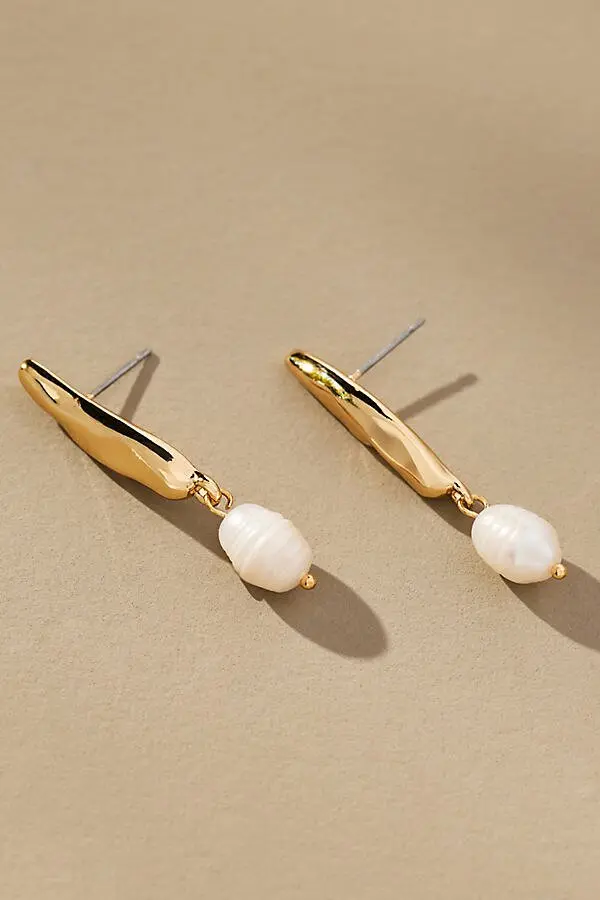 Ettika Liquid Luxe Pearl Earrings - Gold