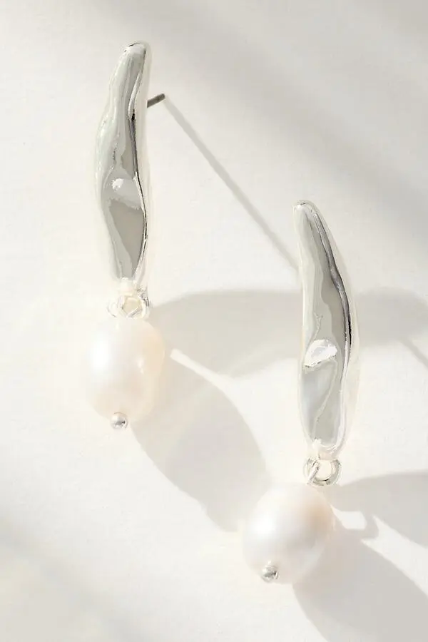 Ettika Liquid Luxe Pearl Earrings - Silver