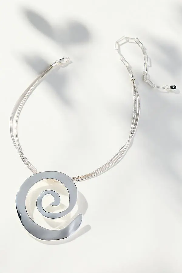 Ettika Aura Swirl Pendant Necklace - Silver