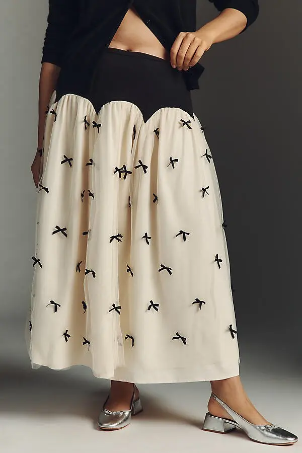 NEVER FULLY DRESSED Monika Bow Maxi Skirt