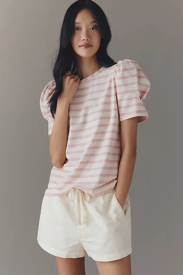 English Factory Puff-sleeve Striped Top - Pink Stripe