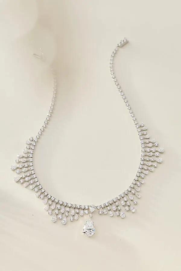 Nadri Hollywood Crystal Statement Necklace - Silver