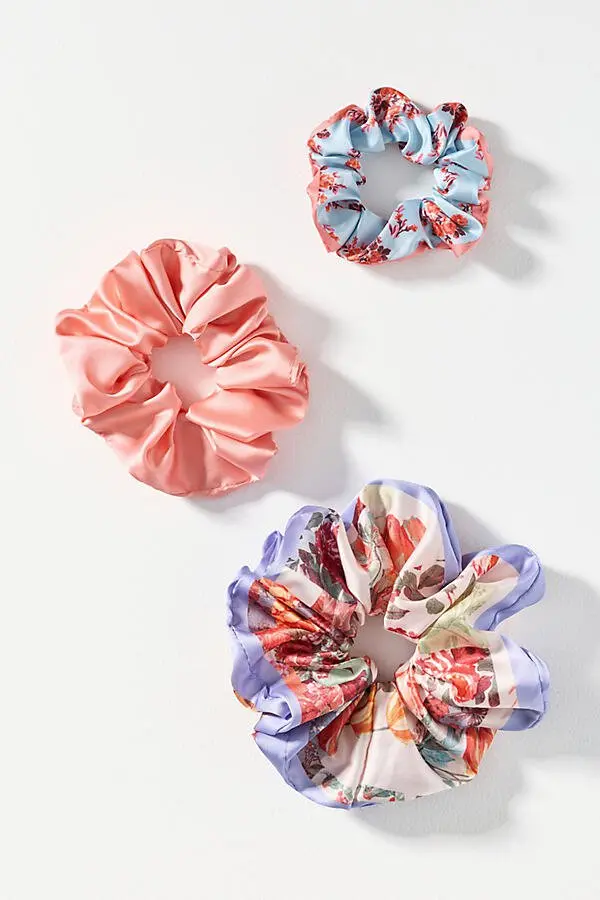 Anthropologie Set Of 3 Scrunchies - Mixed Floral