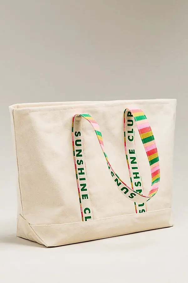 SUNSHINE TIENDA Sunshine Club Canvas Tote - Green Pattern