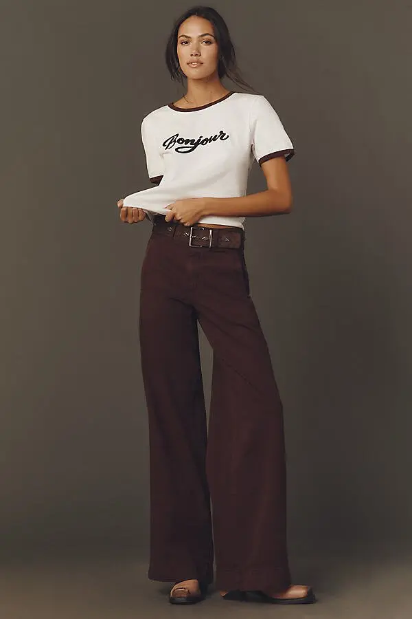 AMO Friday Trouser High-rise Wide-leg Jeans - Wine