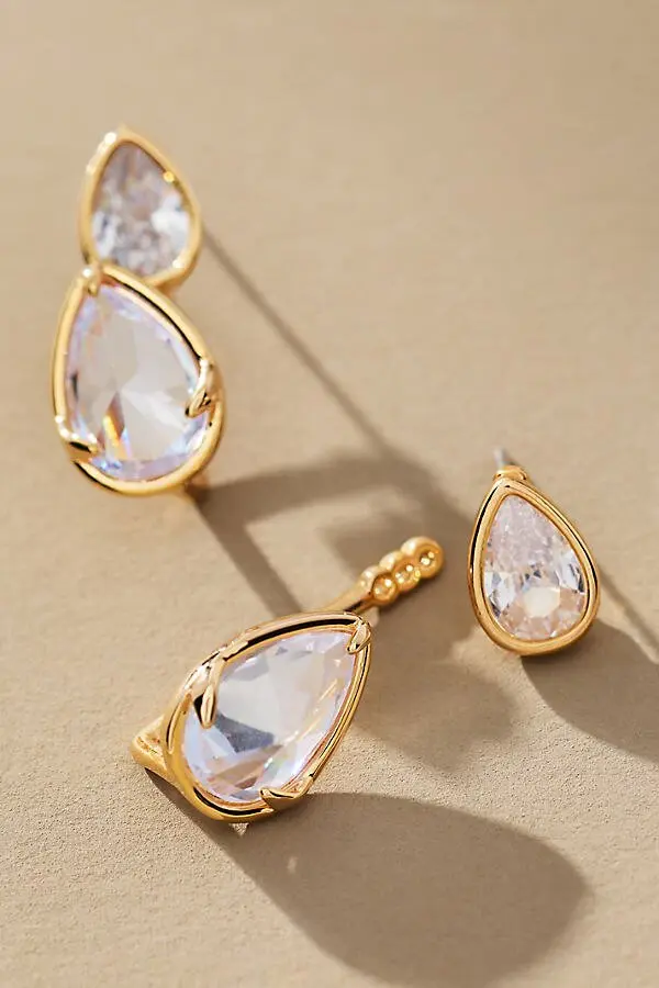 Anthropologie Crystal Teardrop Earrings - Clear