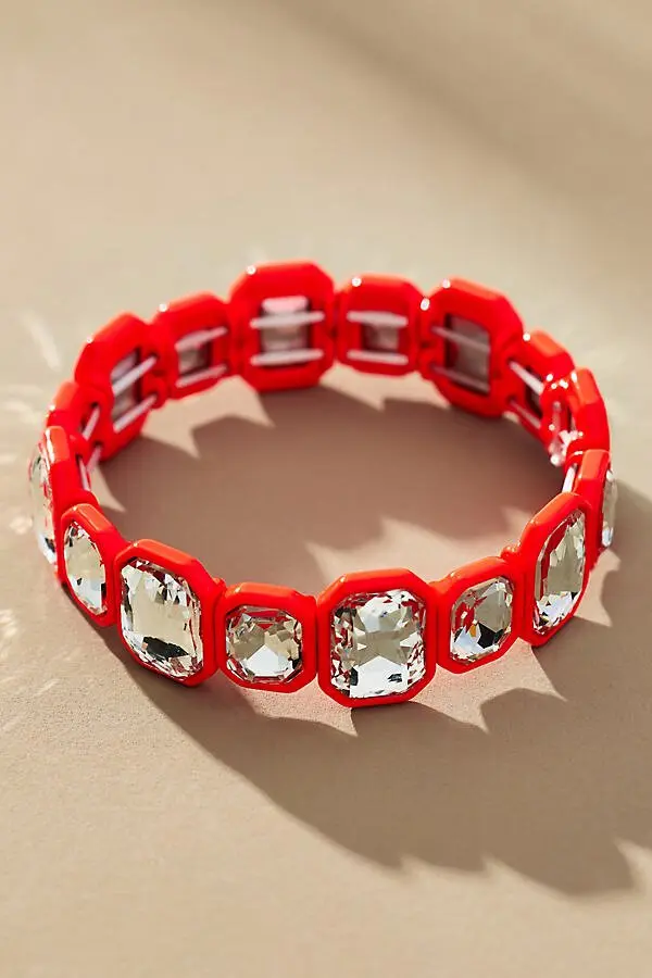 Anthropologie Crystal Stretch Bracelet - Orange