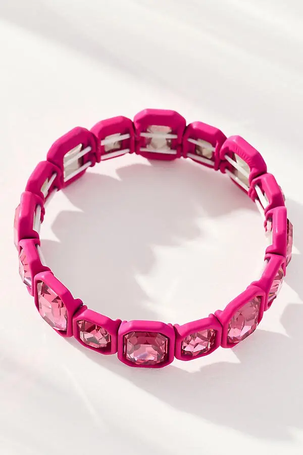 Anthropologie Crystal Stretch Bracelet - Pink