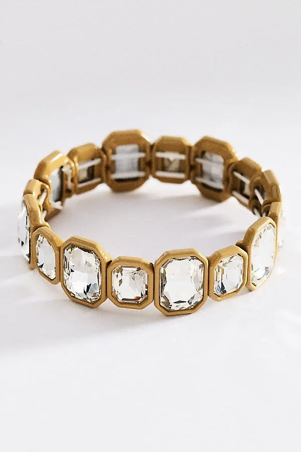Anthropologie Crystal Stretch Bracelet - Tan