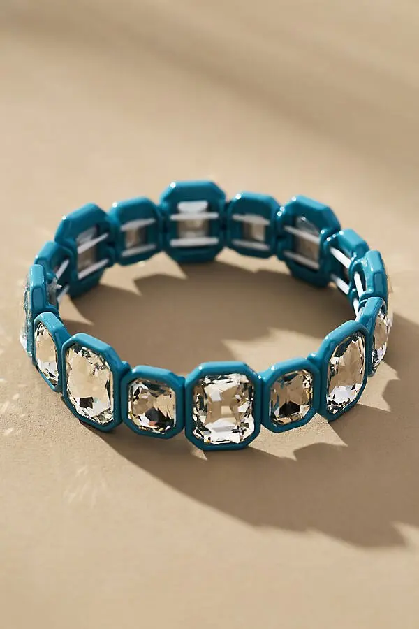 Anthropologie Crystal Stretch Bracelet - Turquoise