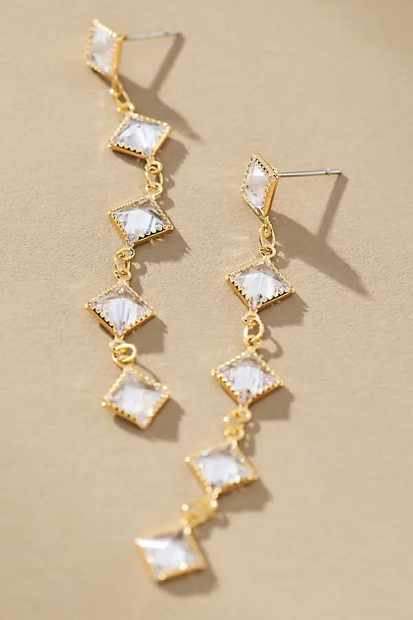 Anthropologie Diamond Drop Earrings - Clear