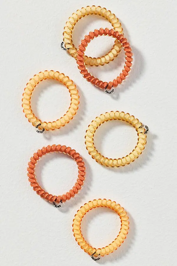 TELETIES Small Coil Hair Ties, Set Of 6 - Love Of Nudes