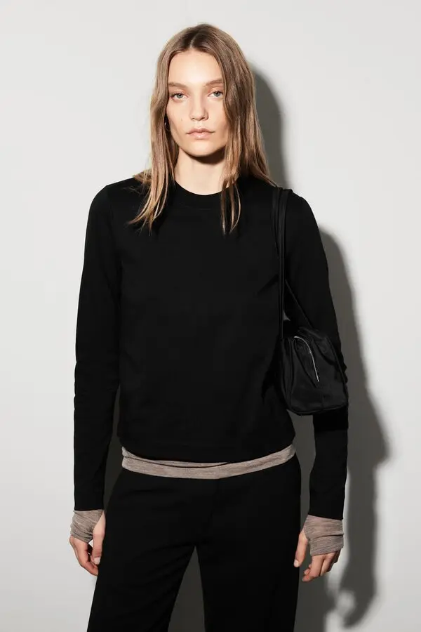 Cos Clean Cut Long-sleeved T-shirt - Black