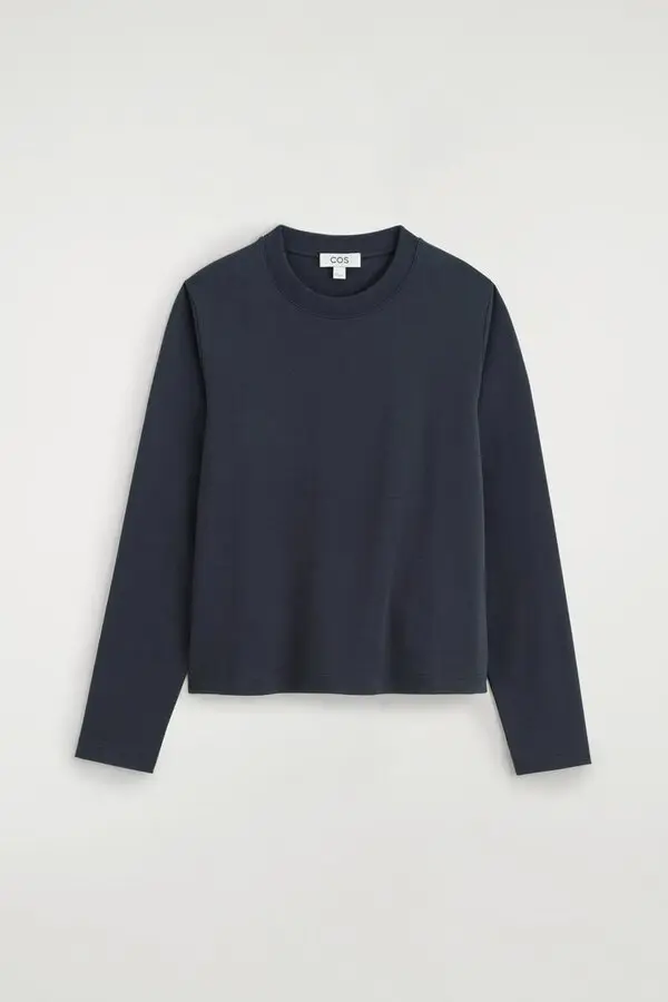 Cos Clean Cut Long-sleeved T-shirt - Navy