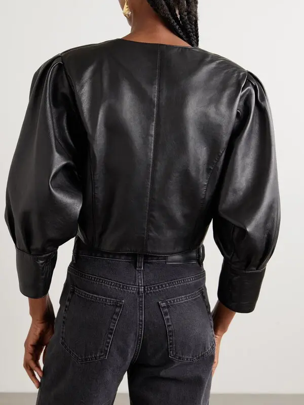 Chloé Cropped Leather Jacket - Black