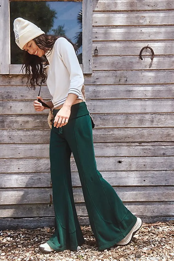 Free People Wanderlust Flare Pants - Evergreen
