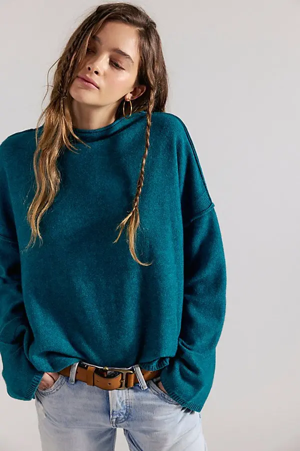 Free People We The Free Good And Kind Rollneck Pullover - Everglade Heather