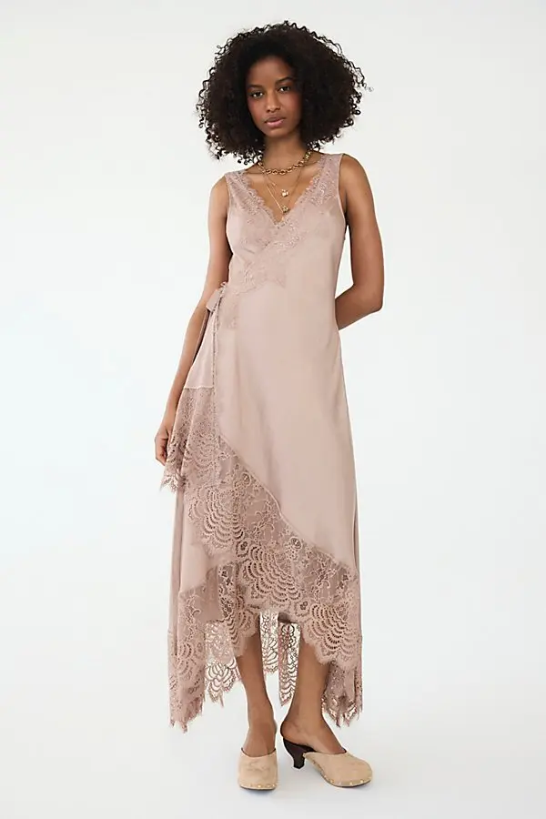 NIGEL PRESTON Soho Wrap Midi Dress - Cobblestone