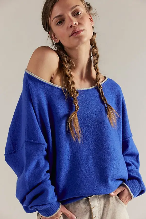 Free People See Me Softspun Pullover - Mazarine Combo