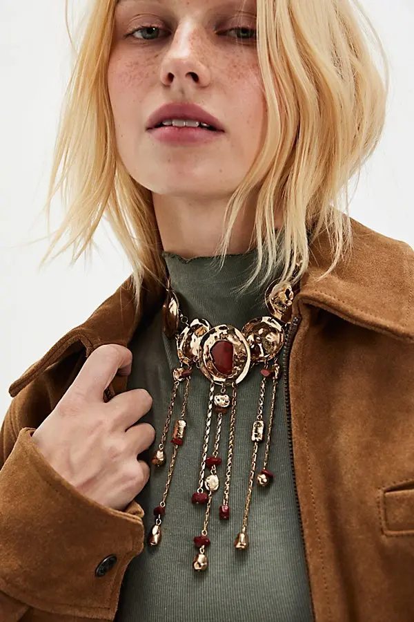 Free People Statement Layer Necklace - Ruby Red