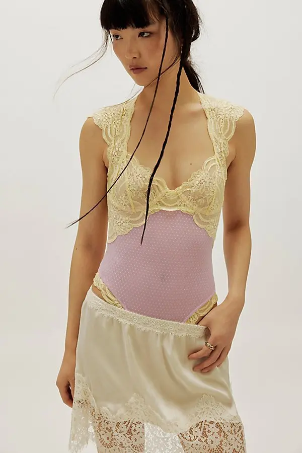 Free People Lace And Mesh Bodysuit - Corsage Combo