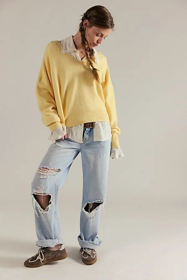 Free People Houston Street Softspun Pullover - Sunlight