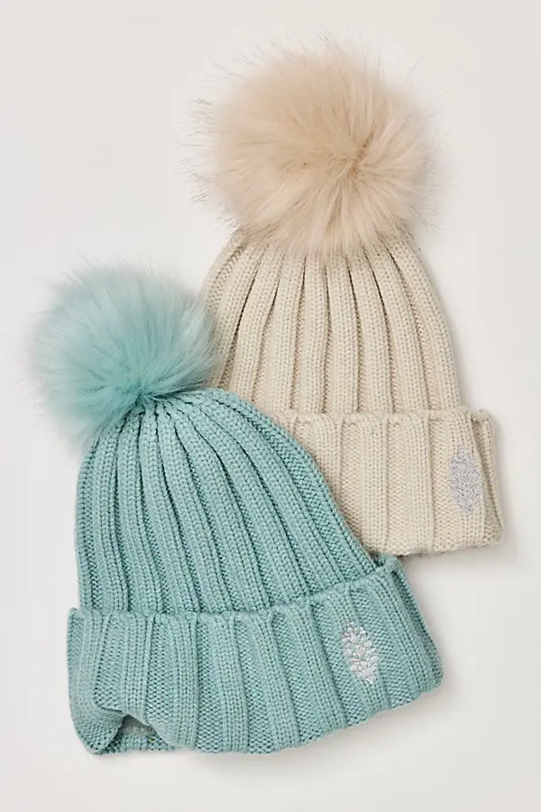 Free People Fresh Powder Pom Beanie - Sterling Blue