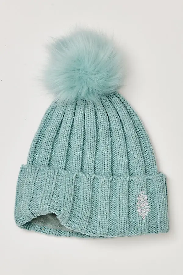 Free People Fresh Powder Pom Beanie - Sterling Blue